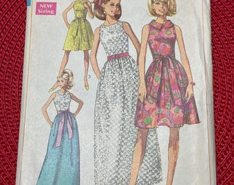 1968 Simplicity Sewing Pattern 7640 Misses Puff Sleeve Empire Waist ...
