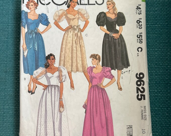 1985 Mccalls Sewing Pattern 9625 Misses Tea Length or Long Prom Evening ...