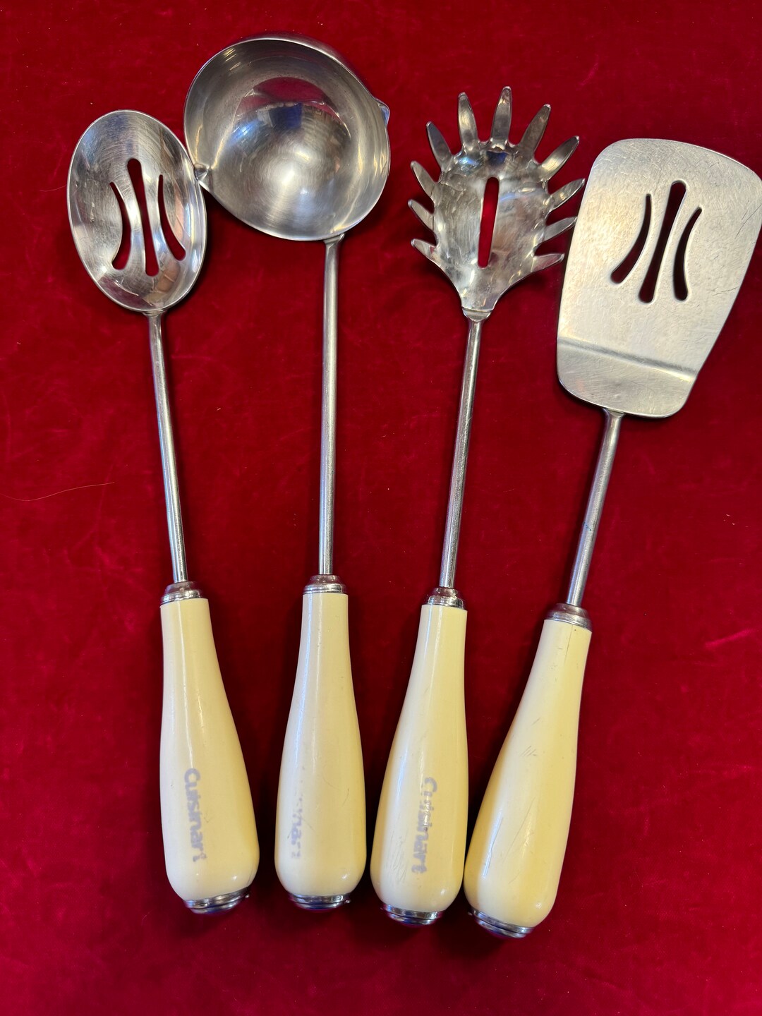 Rare Set of Yellow Plastic Handled Cuisinart Kitchen Utensils 18/8 ...