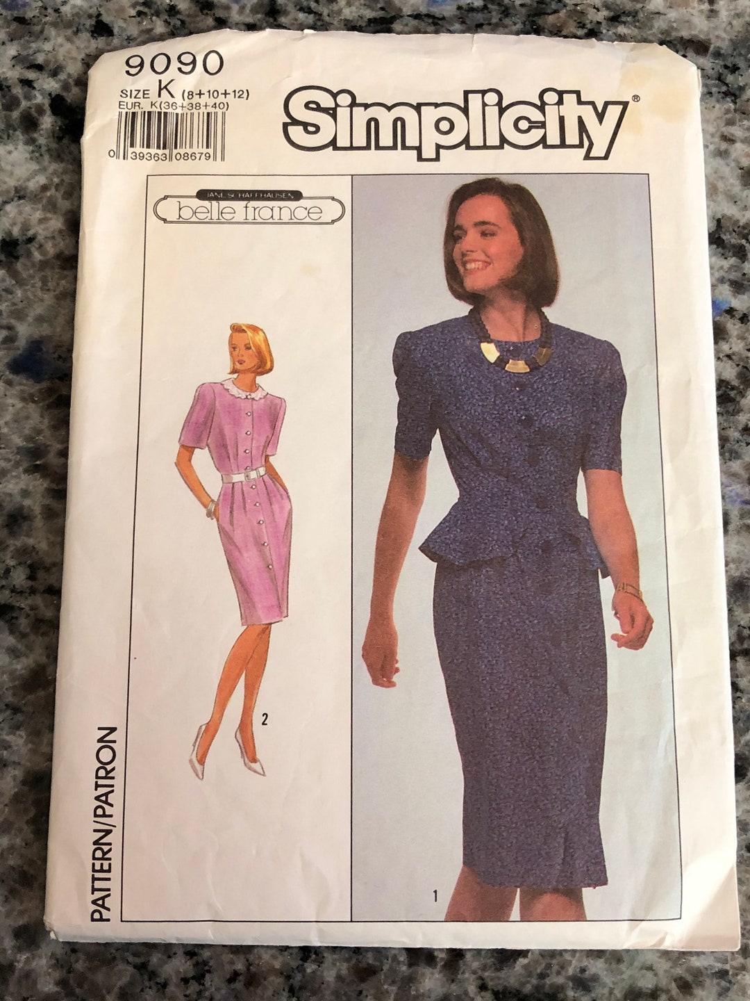 RARE 1989 Simplicity Sewing Pattern 9090 Belle France Misses Button ...