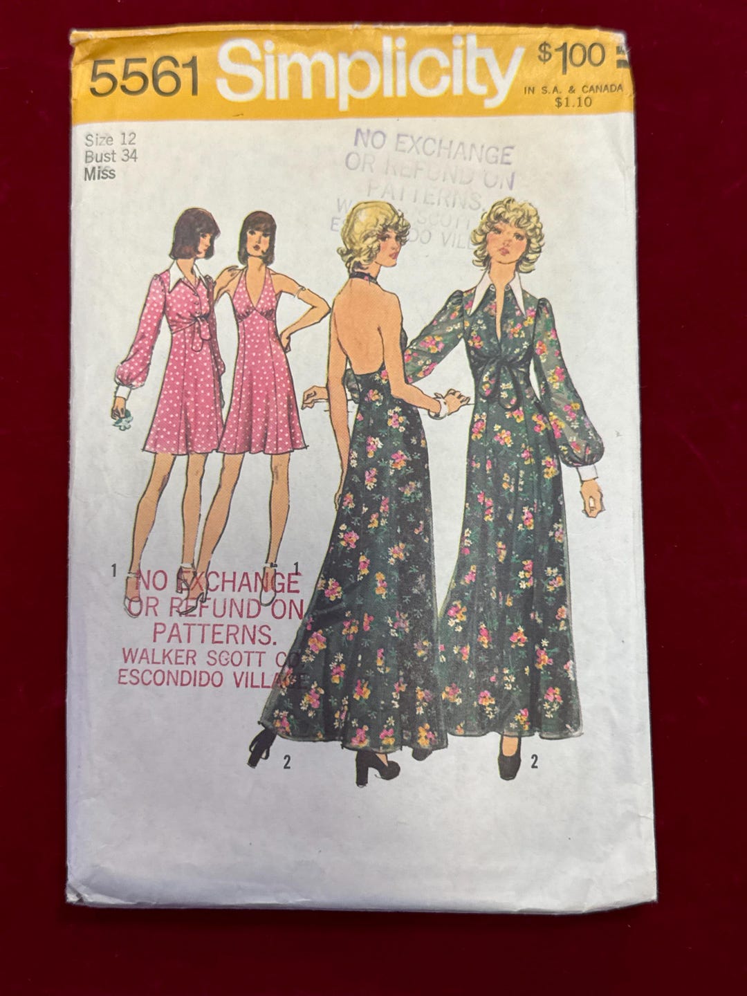 1973 Simplicity Sewing Pattern 5561 Misses Halter-dress in 2 Lengths ...