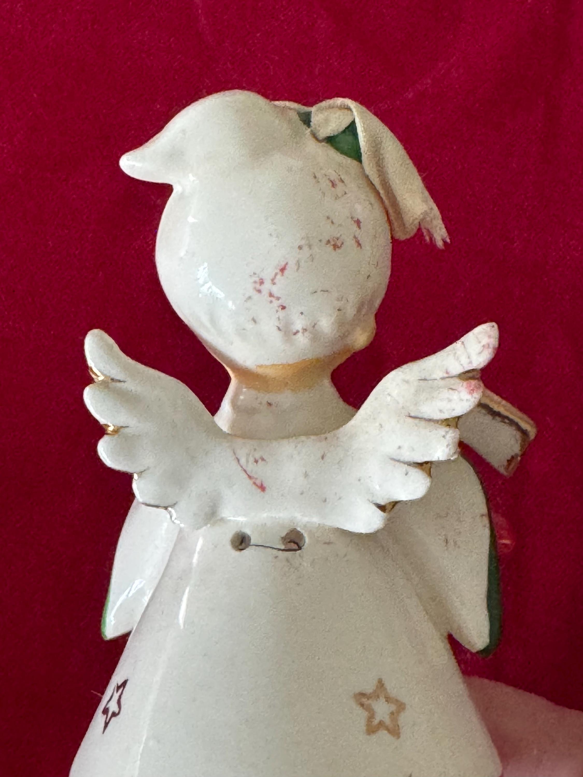 Vintage 1954 Napco Napcoware Ceramic Angel Christmas Bells With Gold ...