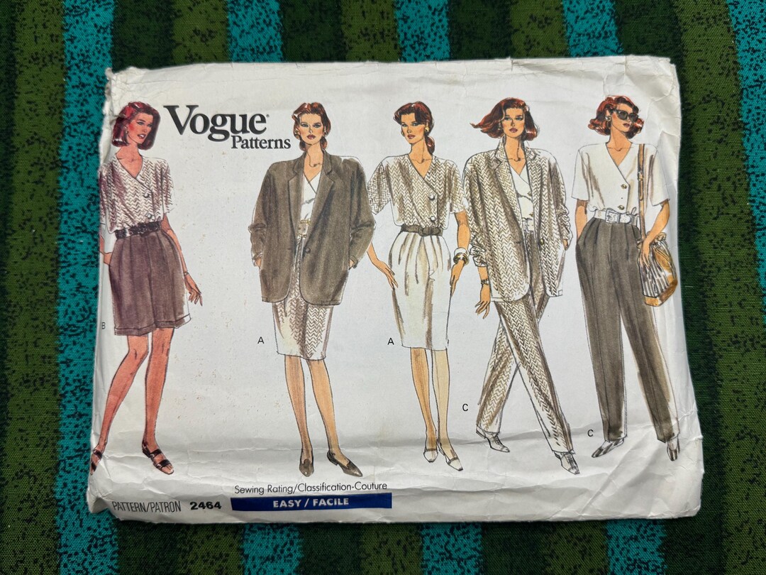 1990 Vogue Sewing Pattern 2464 Misses Ensemble Outfit- Pants, Boyfriend ...