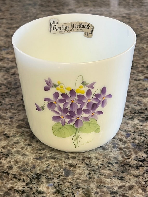 Vintage Opaline Veritable Hand Painted Violets on Glass - Etsy