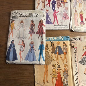 Lot of 8 Barbie Doll Sewing Patterns for 11 1/2-12 1/2 Dolls Simplicity ...