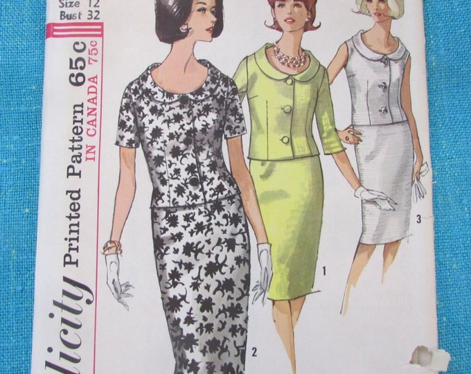 1964 Simplicity Sewing Pattern 5819 Misses Two Piece Dress, Darted Slim ...
