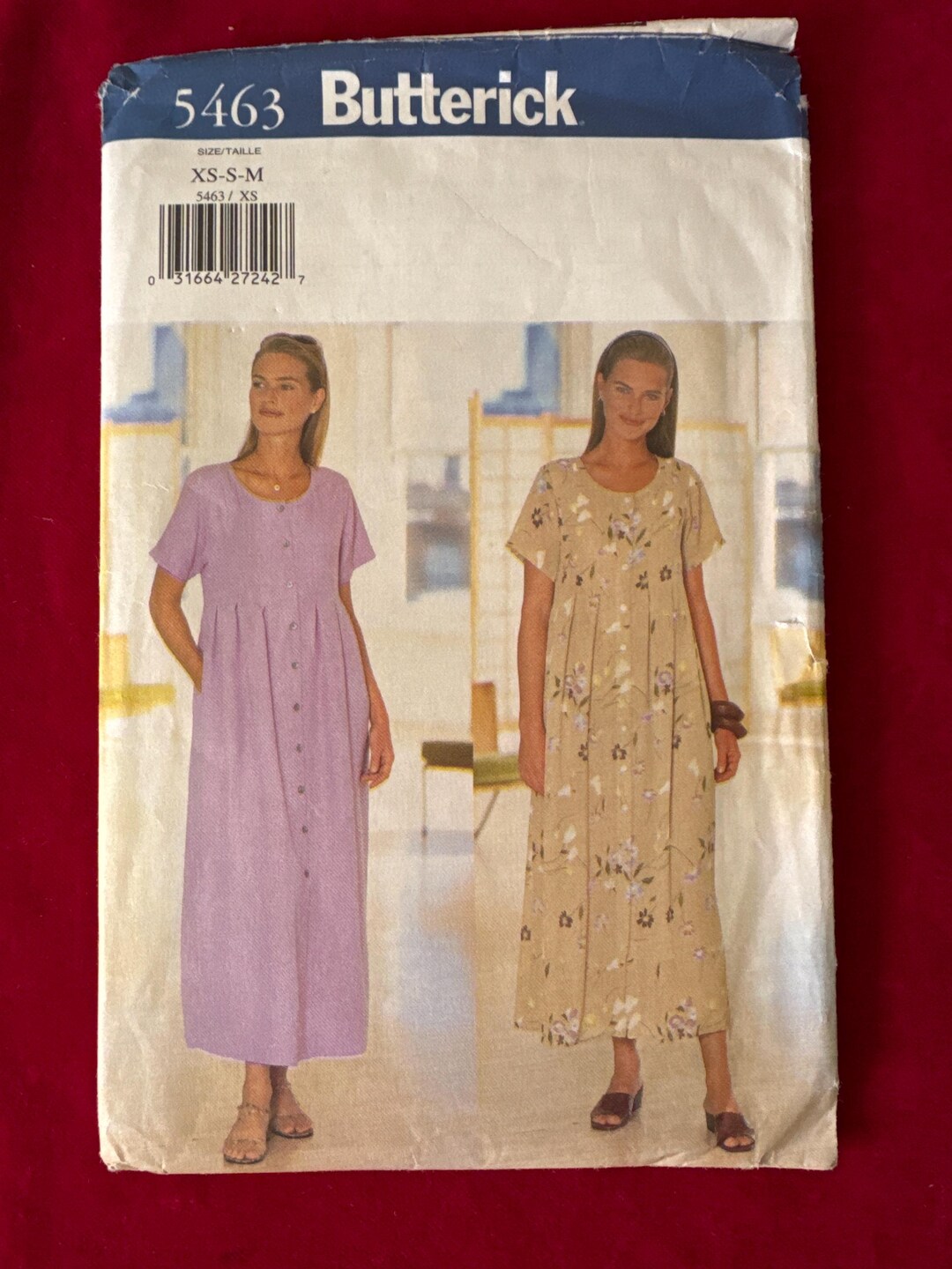 RARE Butterick Sewing Pattern 5463 Misses Short Sleeve Loose Lounge ...