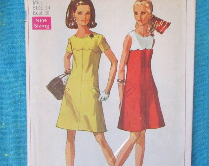 1969 Simplicity Sewing Pattern 8138 Misses Sleeveless or Short Sleeve A ...