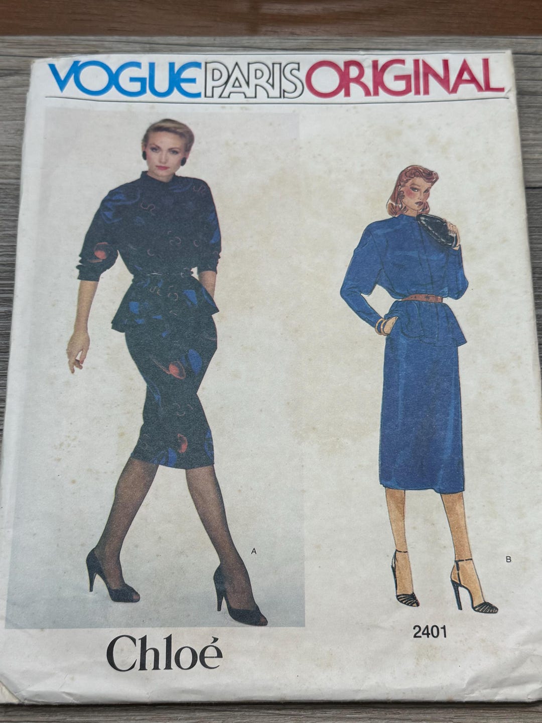 RARE 1980’s Vogue Sewing Pattern 2401 CHLOE Misses Long Sleeve Peplum ...