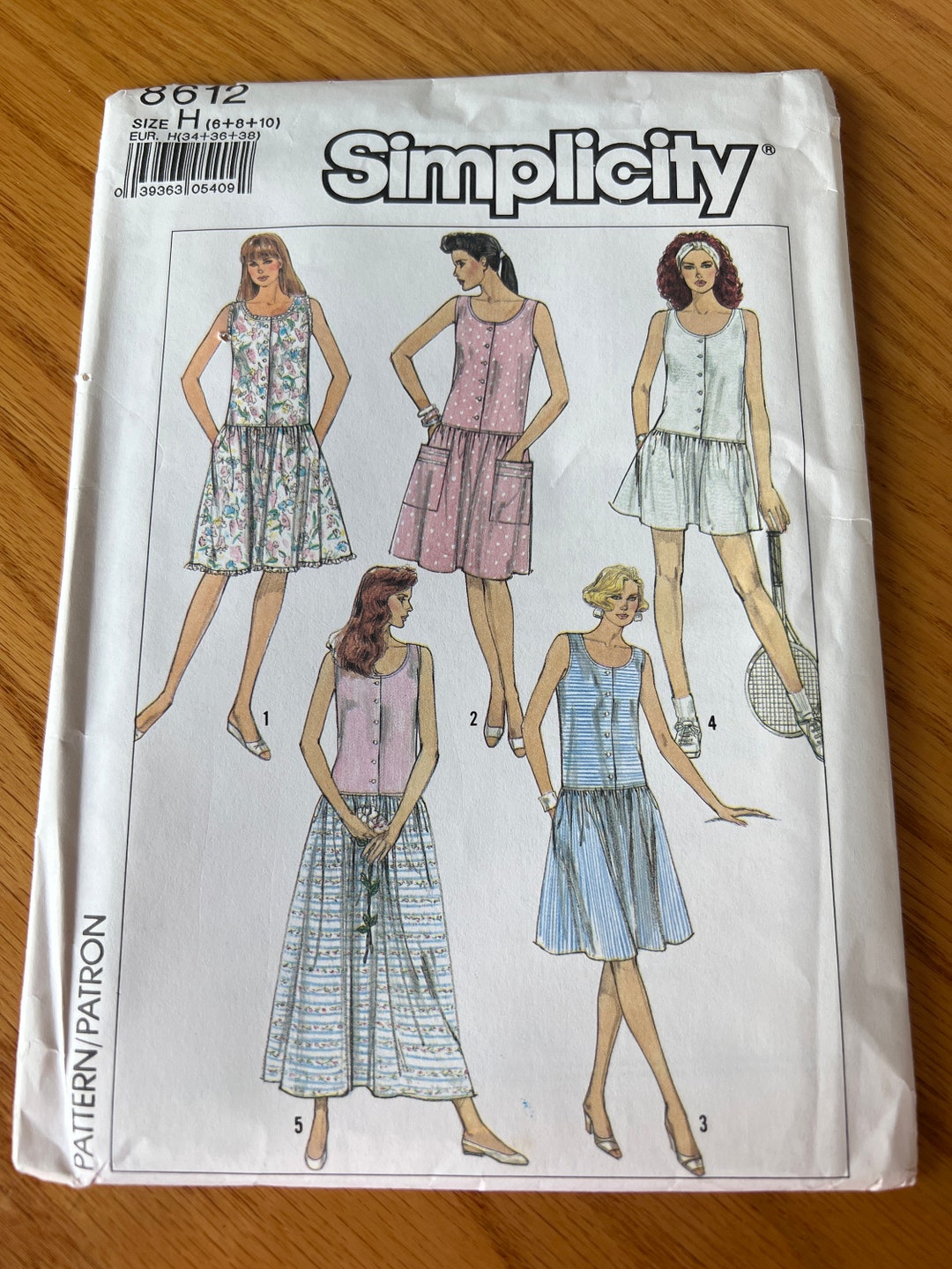 1988 Simplicity Sewing Pattern 8612 Misses Drop Waist Summer Dress 3 ...
