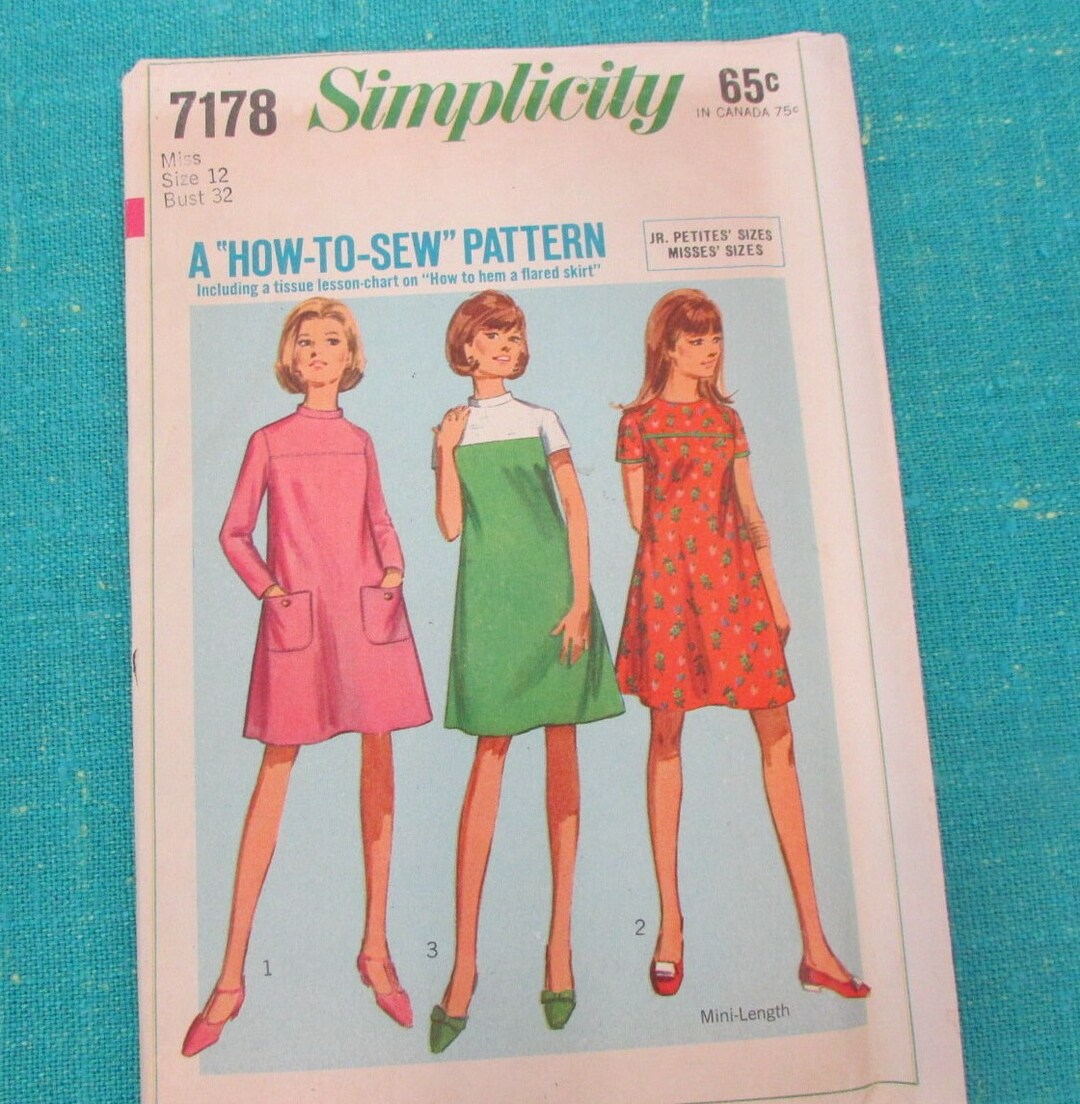 1967 Simplicity Sewing Pattern 7178 Misses Mini Yoked Shift - Etsy