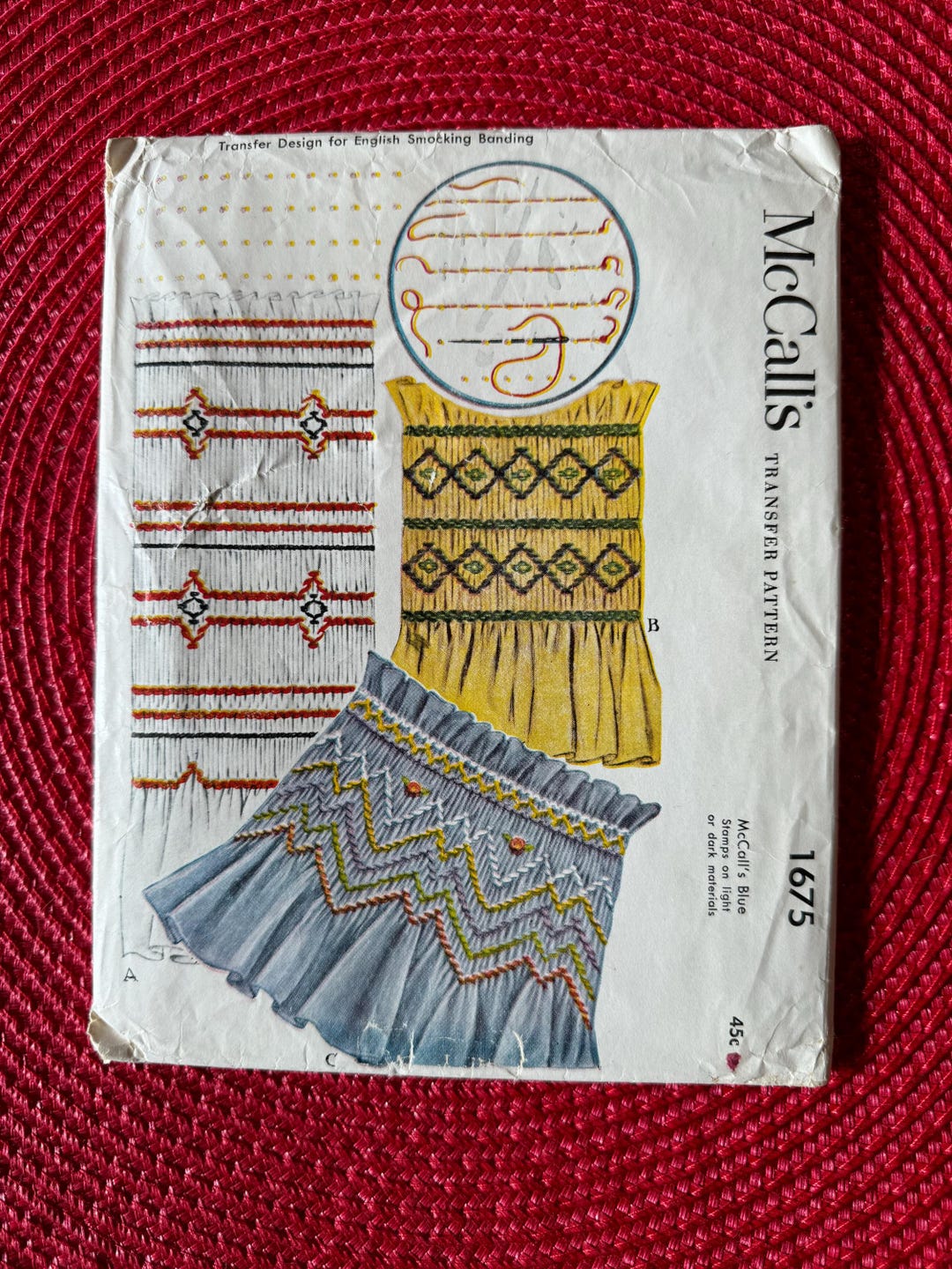 1951 Mccalls Sewing Pattern 1675 Girls Smocking Transfer Pattern Uncut ...