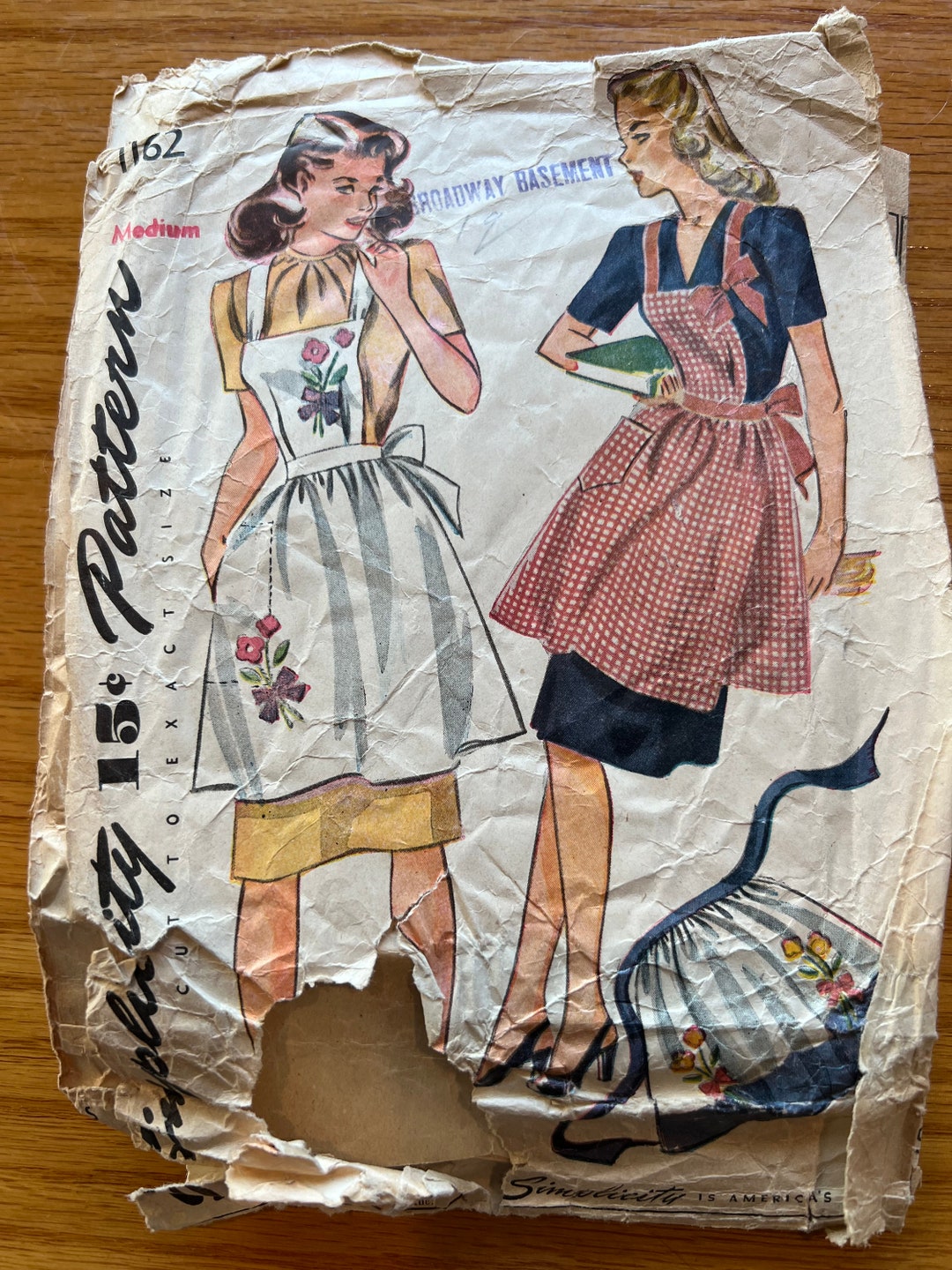 RARE 1940's Simplicity Sewing Pattern 1162 Misses Pinafore Full and ...