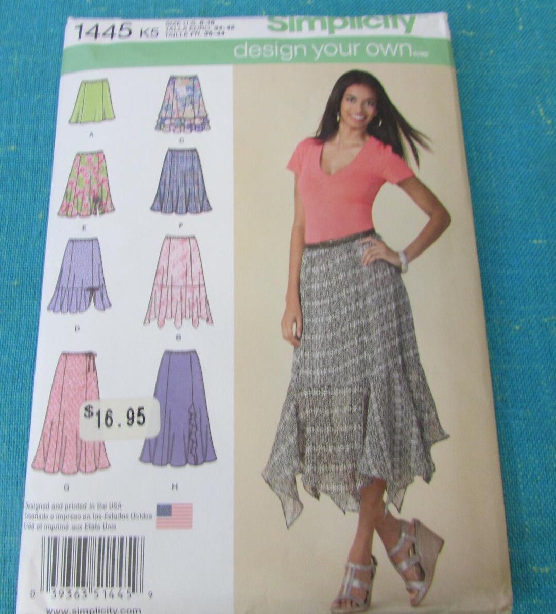 Simplicity Sewing Pattern 1445 Misses Handkerchief Hem Skirt 8 Styles ...