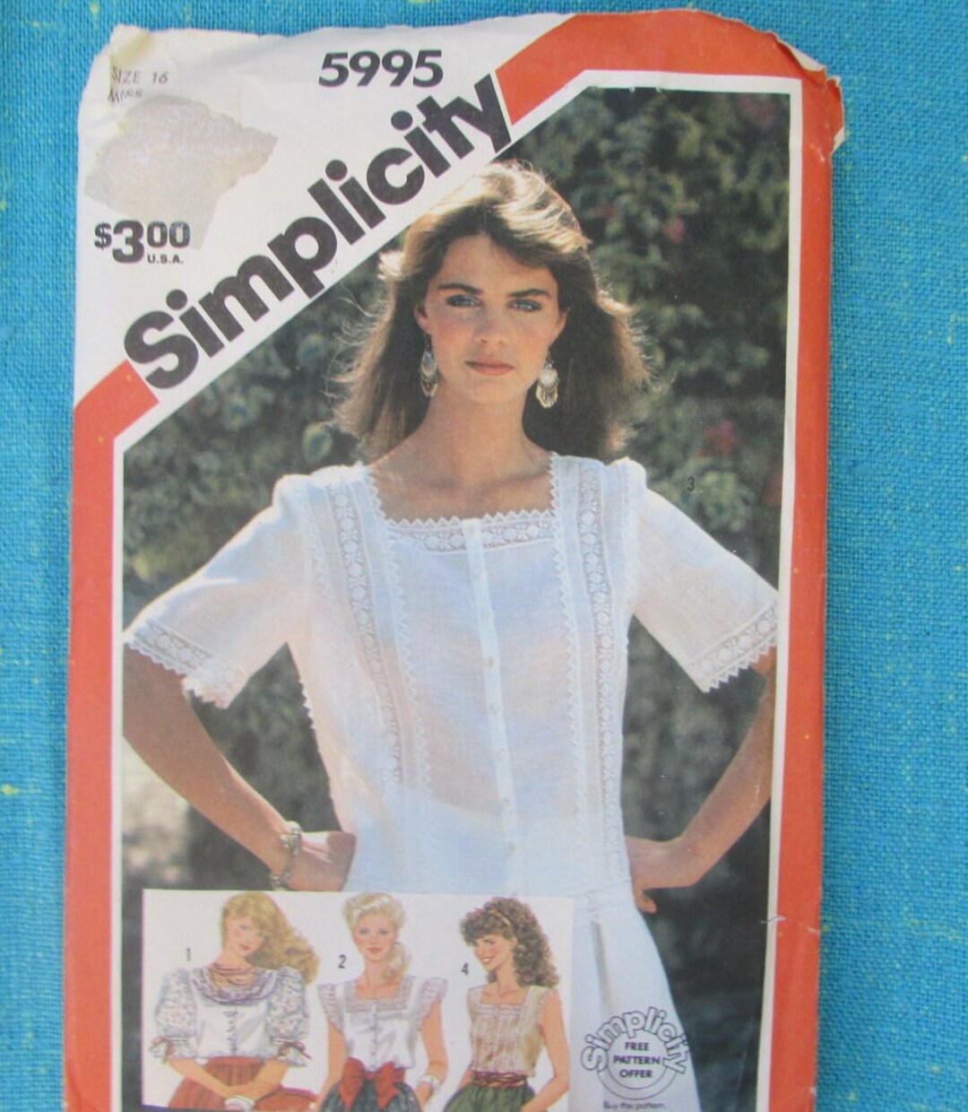 RARE 1983 Simplicity Sewing Pattern 5995 Misses Decorated Tops With ...