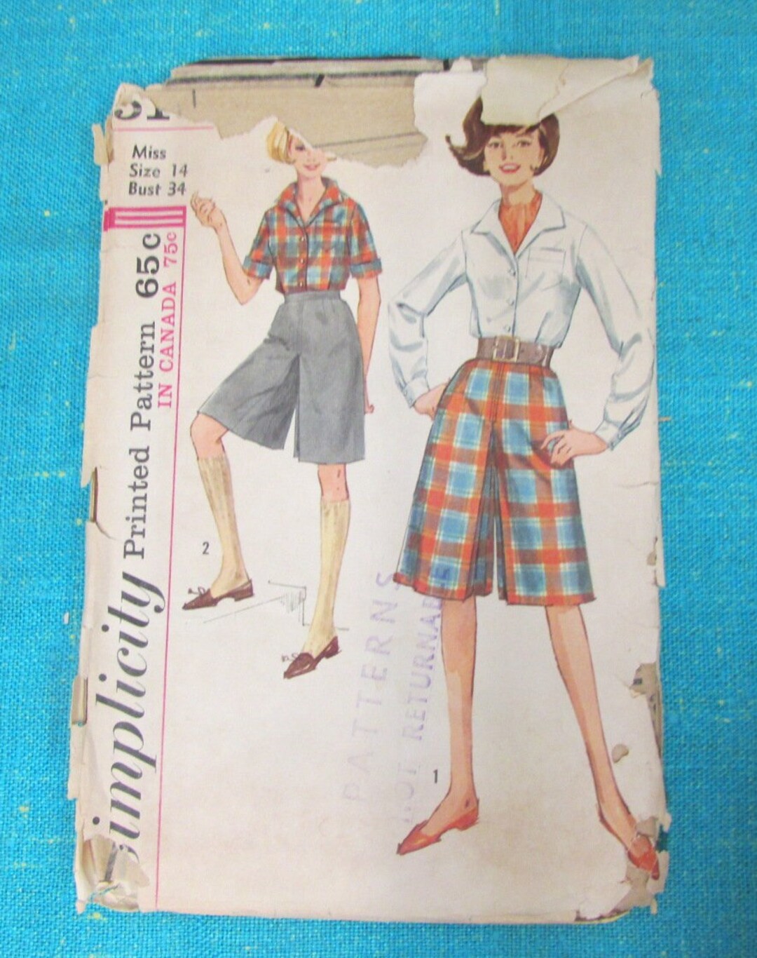 Rare 1960s Simplicity Sewing Pattern 5154 Misses Culottes in 2 Lengths ...