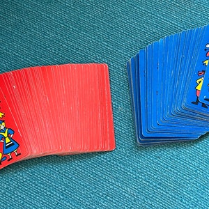 Vintage Dutch Folk Art Print Dual Deck of Playing Cards in Red and Blue ...