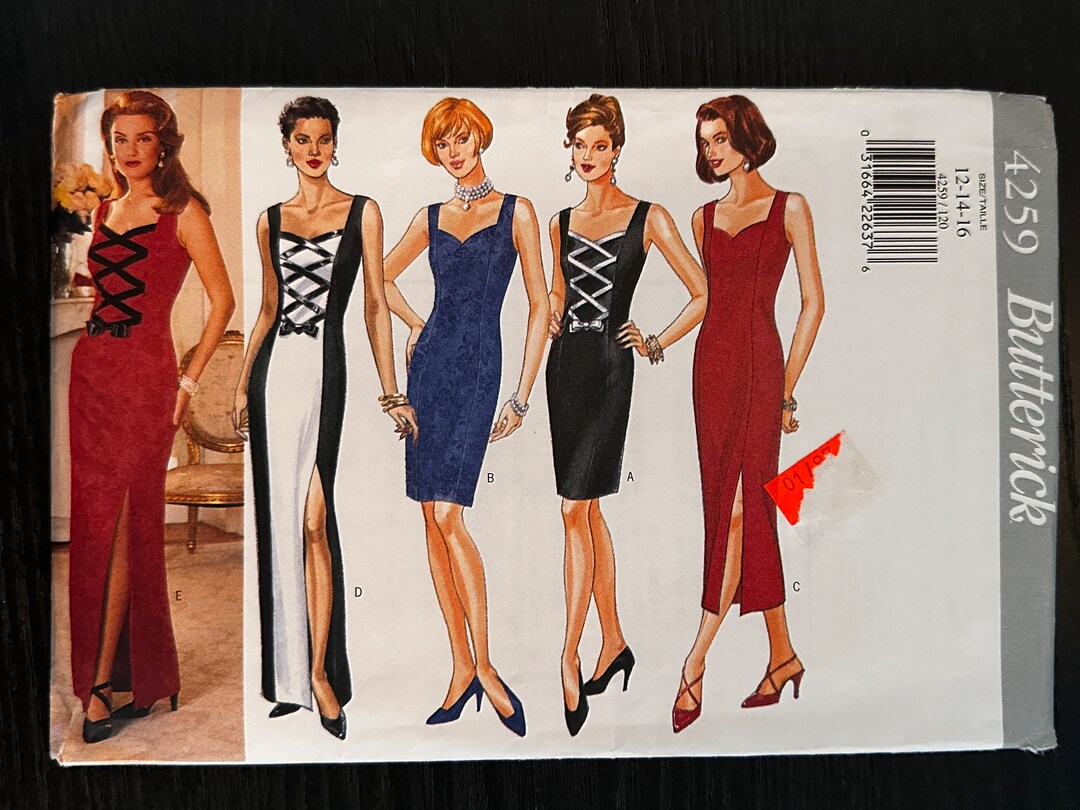 1995 Butterick Sewing Pattern 4259 Misses Corset Look Dress Ribbon ...