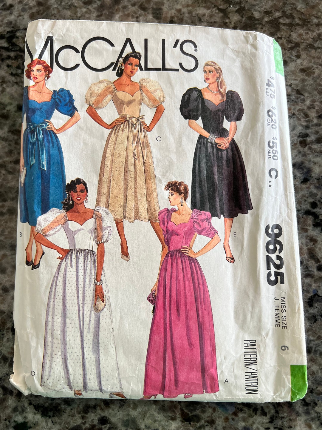 1985 Mccalls Sewing Pattern 9625 Misses Tea Length or Long Prom Evening ...