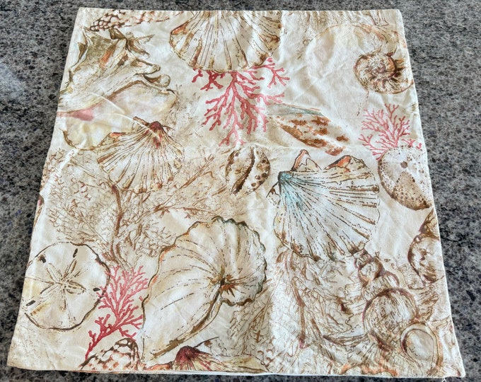 NEW Pottery Barn Euro Pillow Cover Seashell Shell Coral Nautical ...