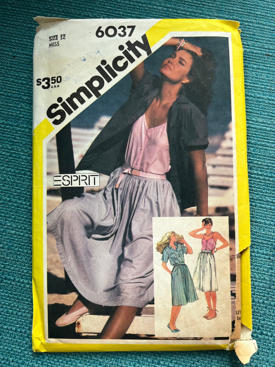 1983 Simplicity Esprit Collection Sewing Pattern 6037 Misses Gathered ...