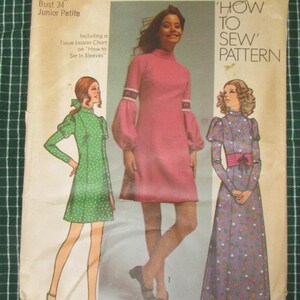 1971 Simplicity Sewing Pattern 9625 HOW to SEW Junior Juliet Sleeve ...