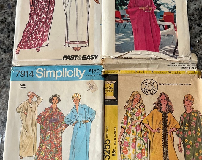 U CHOOSE Misses Caftan Patterns One Size Mccalls 3255, Simplicity 7914 ...