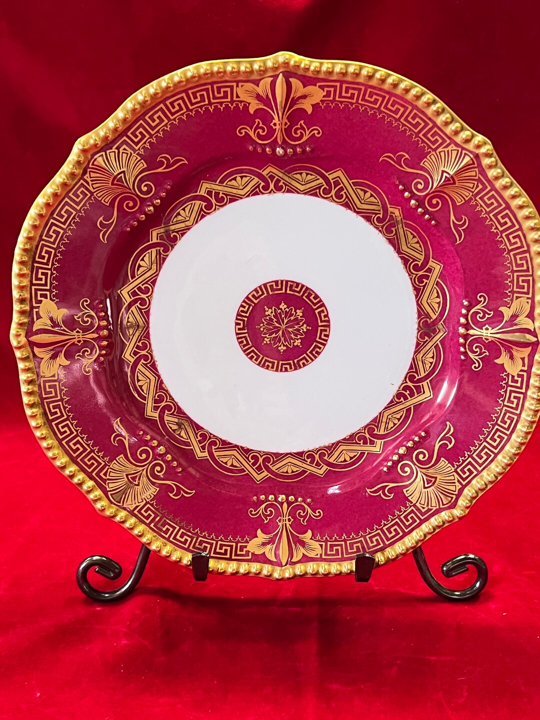 Antique Elite Works Burgundy W/ Heavy Gold Gilt Plate 9 1/2 Limoges ...