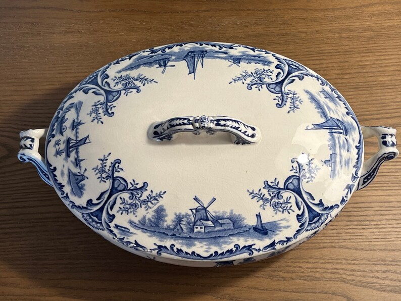 RARE Antique Grimwades DELPH Blue Windmills Aesthetic Movement - Etsy