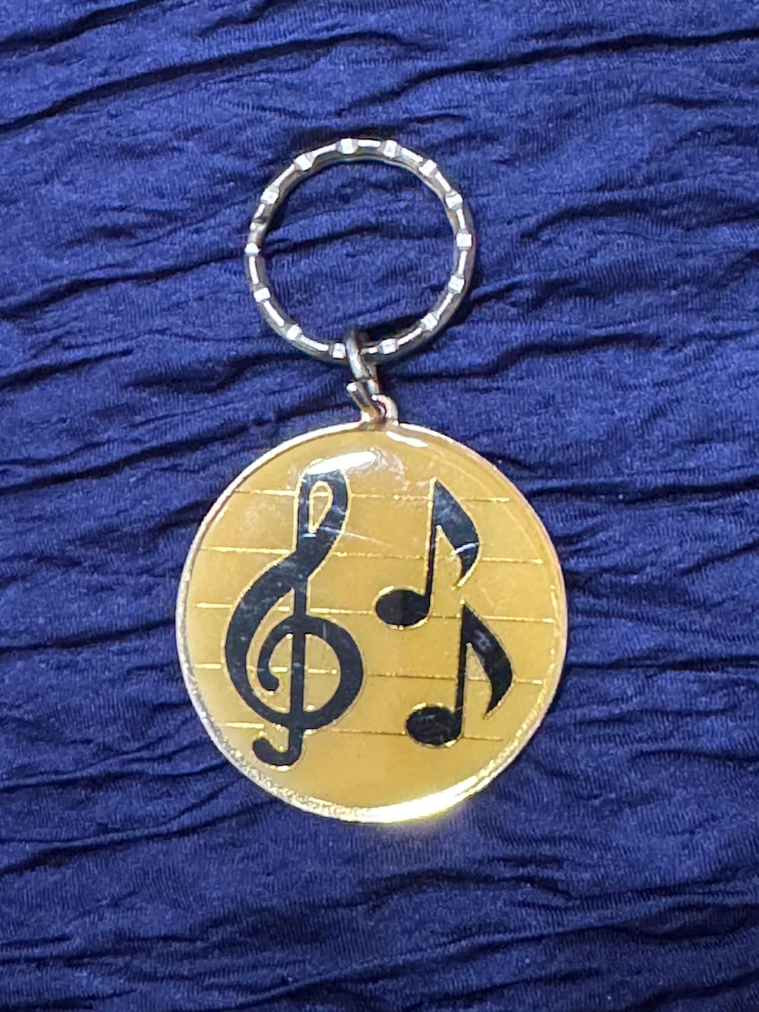 Vintage Musical Music Note Cleft Yellow Enamel Keychain 1 3/4” W- 80s ...