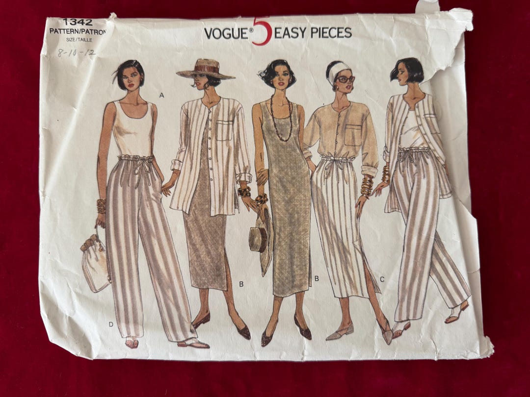 1990's Vogue Sewing Pattern 1342 5 Easy Pieces Misses Sumer Ensemble ...
