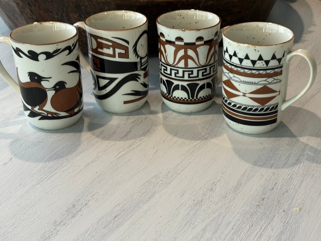 Vintage 70s Set of 4 Vandor Imports Southwest Prints Coffee Mugs ...