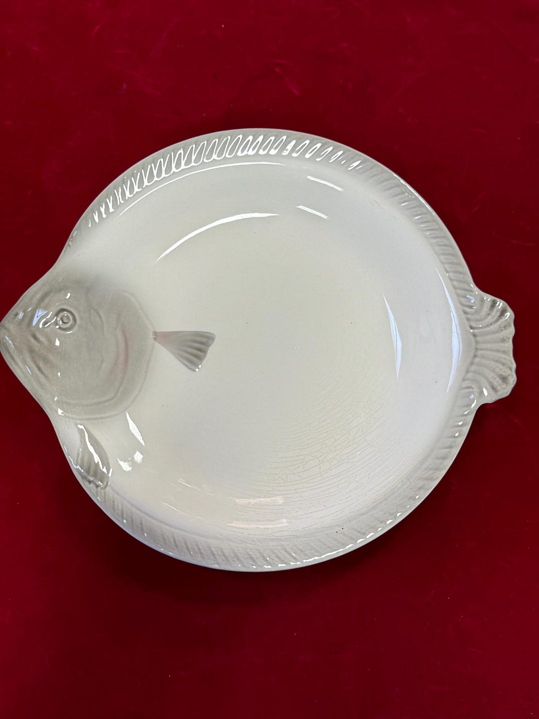 Vintage MC West Germany Waechtersbach Fish Shape Dinner Plate Gray Rope ...