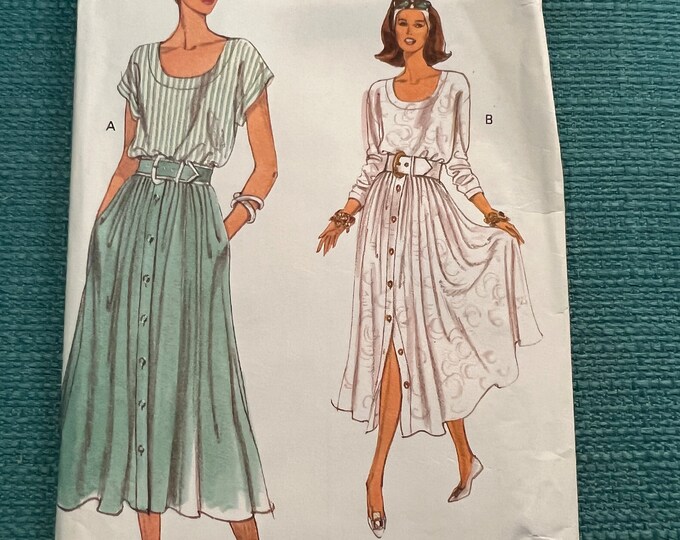 1991 Vogue Sewing Pattern 8027 Misses Button Front Full Skirt Summer ...