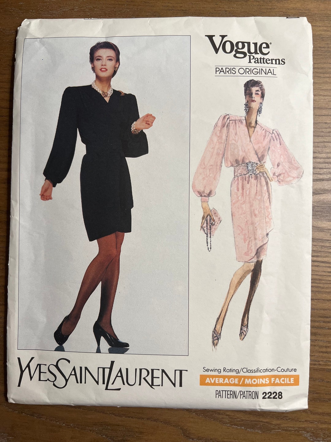 1989 Vogue Sewing Pattern 2228 Paris Original YSL Misses Short - Etsy