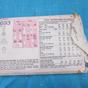 1970 Simplicity Sewing Pattern 8693 Misses Drop Waist Dress With ...