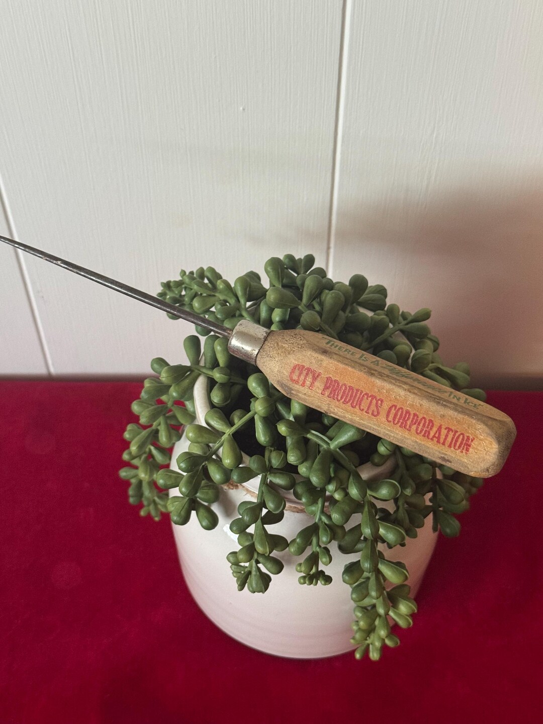 Antique Wood Handled Ice Pick 9" Long With Advertising for City ...