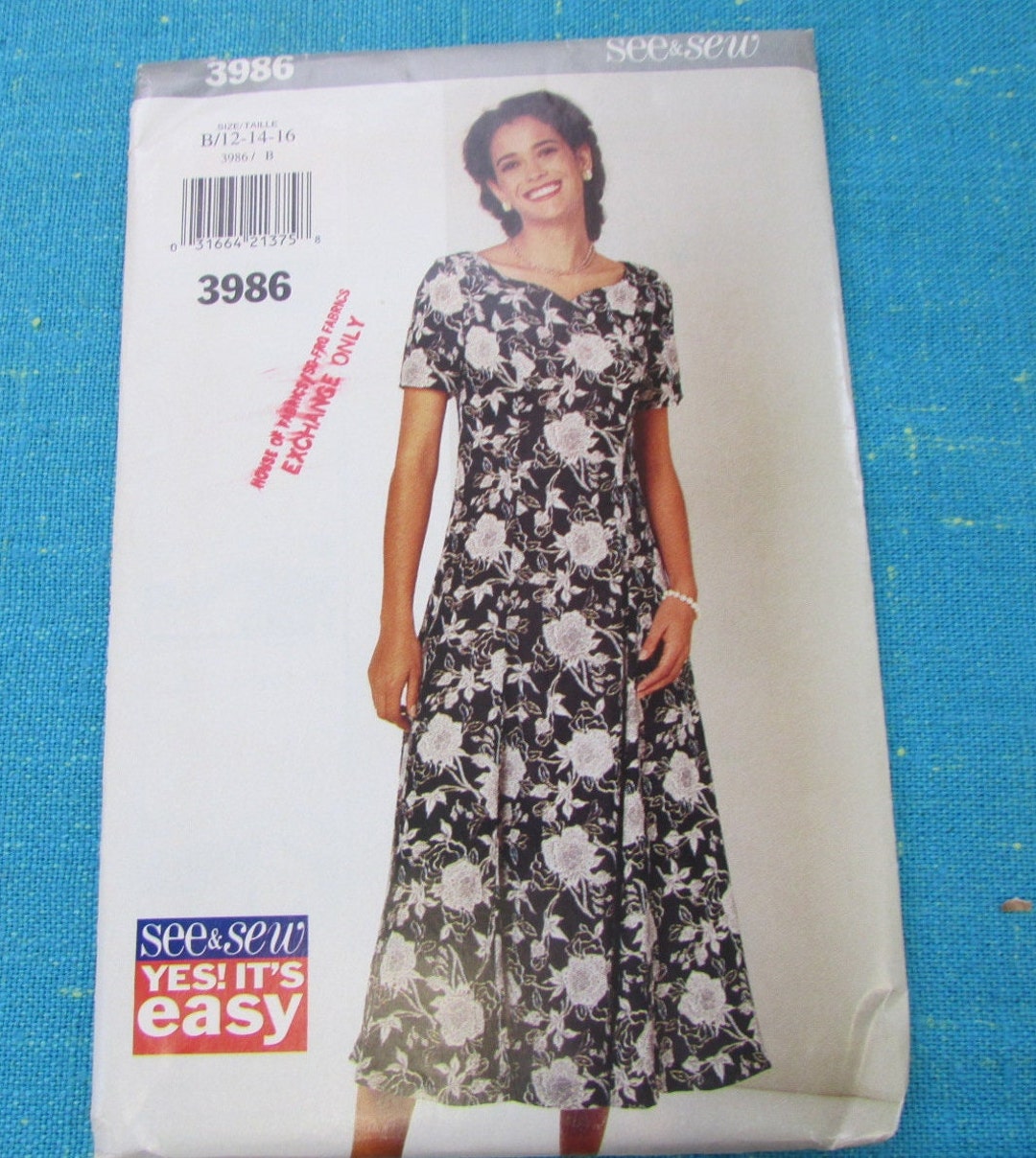 1995 Butterick See & Sew Sewing Pattern 3986 Misses Loose Fitting Short ...
