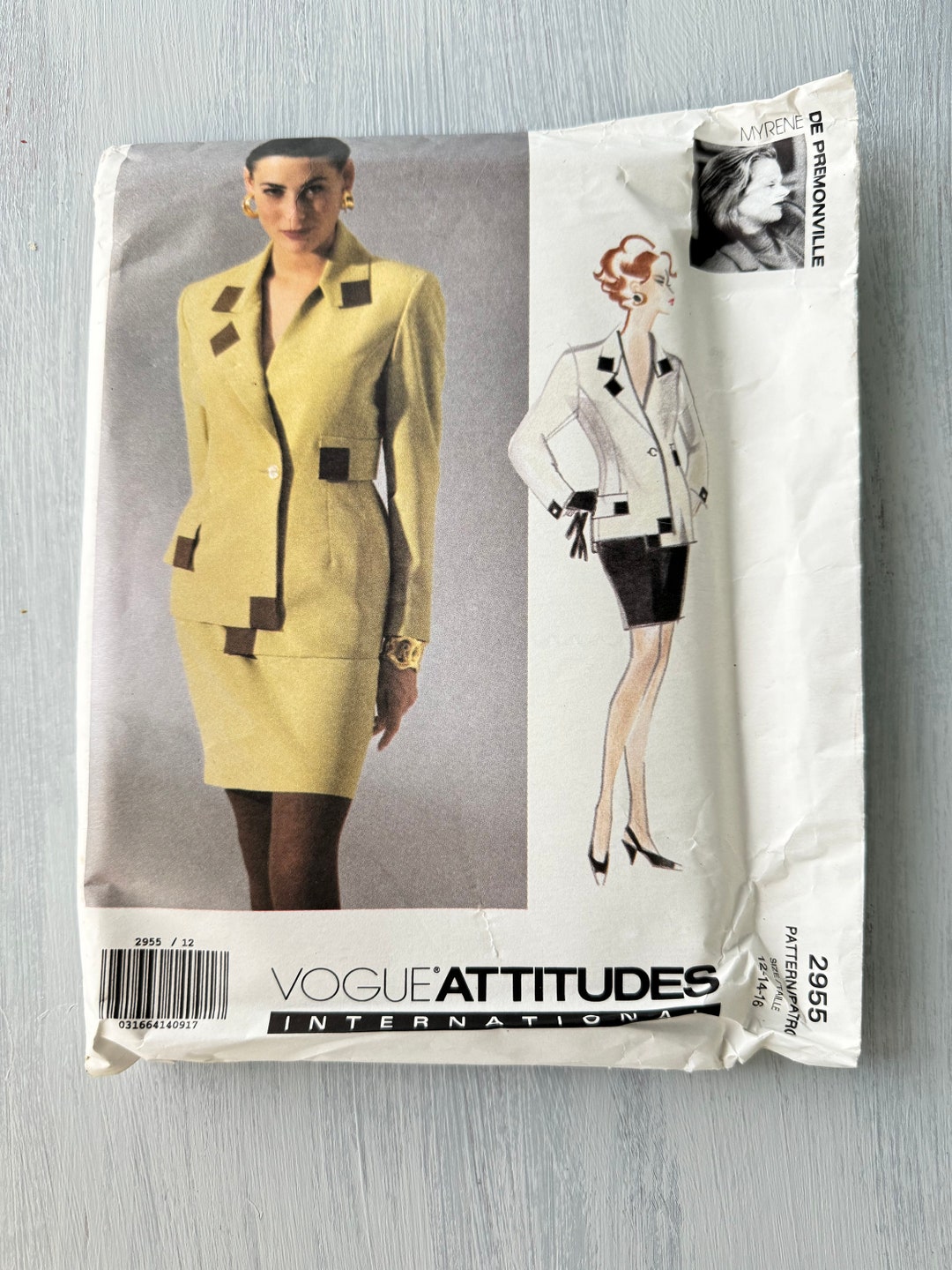 1992 Vogue Attitudes Sewing Pattern 2955 Myrene De Premonville Misses ...