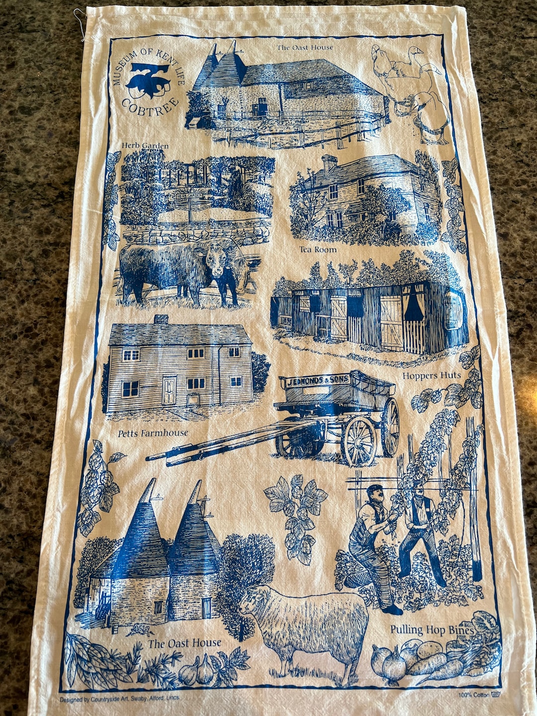 Vintage Museum of Kent Life Cobtree England Blue and White Cotton ...