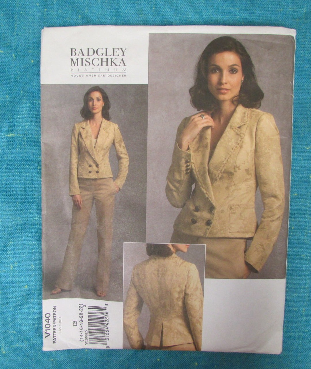 2000s Vogue Sewing Pattern 1040 BADGLEY MISCHKA Misses Lined Double ...