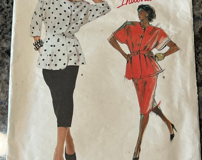 1986 Vogue Individualist Sewing Pattern TAMOTSU 1710 Misses Peplum ...