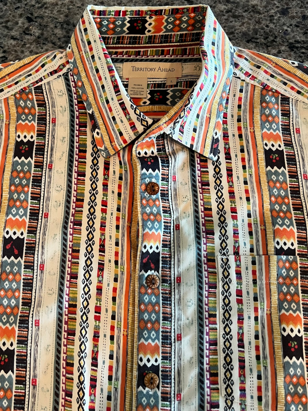 Territory Ahead Mens Aztec Print Short Sleeve Cotton Button Front Shirt ...