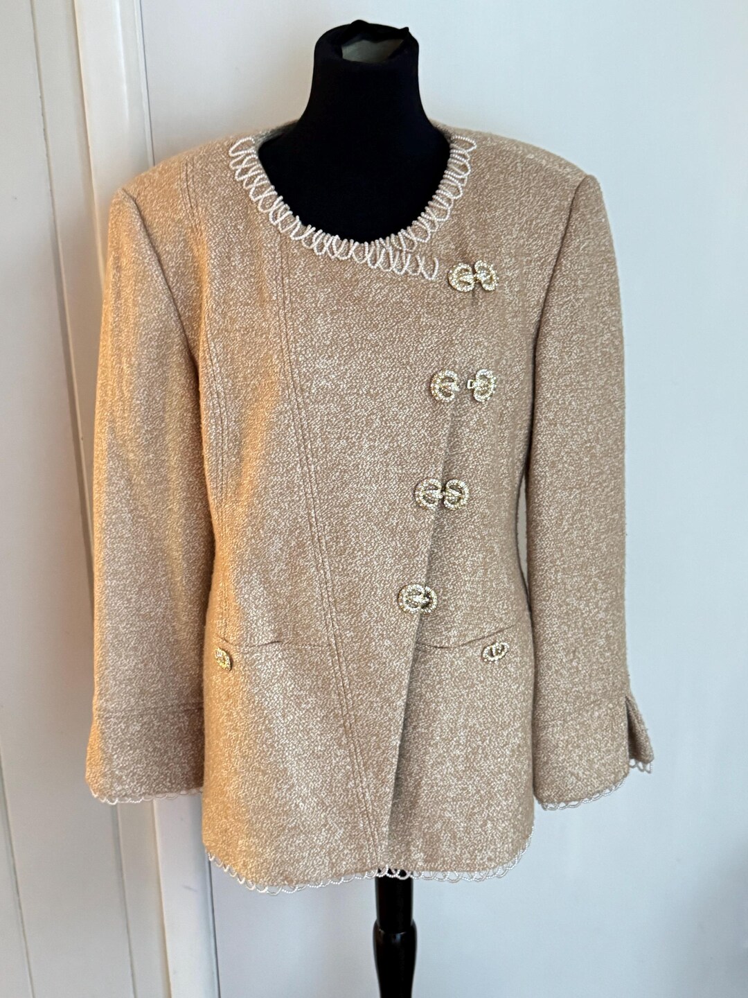 Vintage Women’s Gold Evening Jacket Blazer W/ Rhinestone Buttons by ...