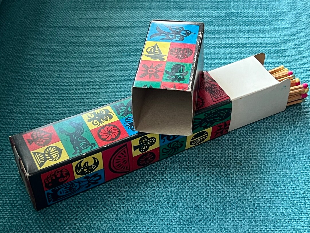Vintage 1970's Wood Long Fireplace Matches Match Box With - Etsy
