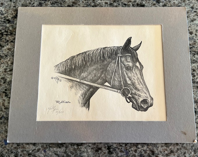 1975 Merry Kelly Stevens "kelly" Limited Edition Horse Print "ruffian ...
