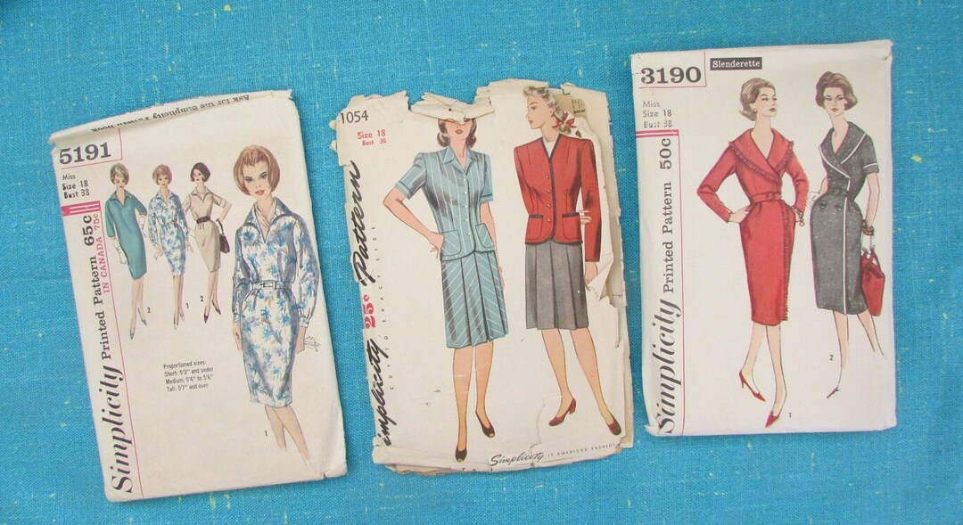 U CHOOSE Simplicity Sewing Pattern 5191, 1054 or 3190 Misses 1960s One ...