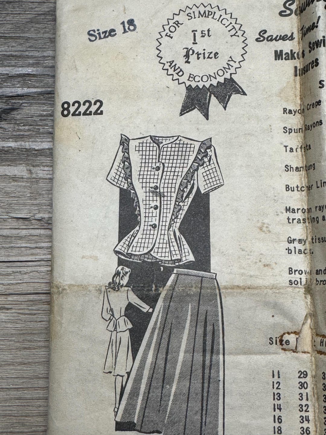 VERY RARE 1940’s Sue Burnett Sewing Pattern 8222 Misses Peplum Jacket ...