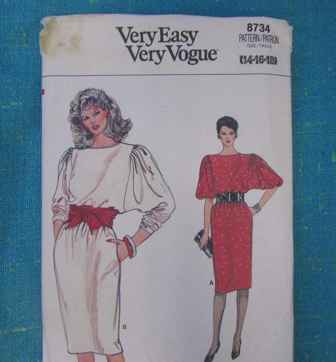 1987 Very Easy Vogue Sewing Pattern 8734 Misses Loose Fitting Pullover ...