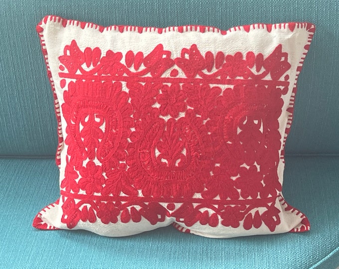 Vintage Red Hand Embroidered Transylvanian "irasos" Folk Pillow Cover ...
